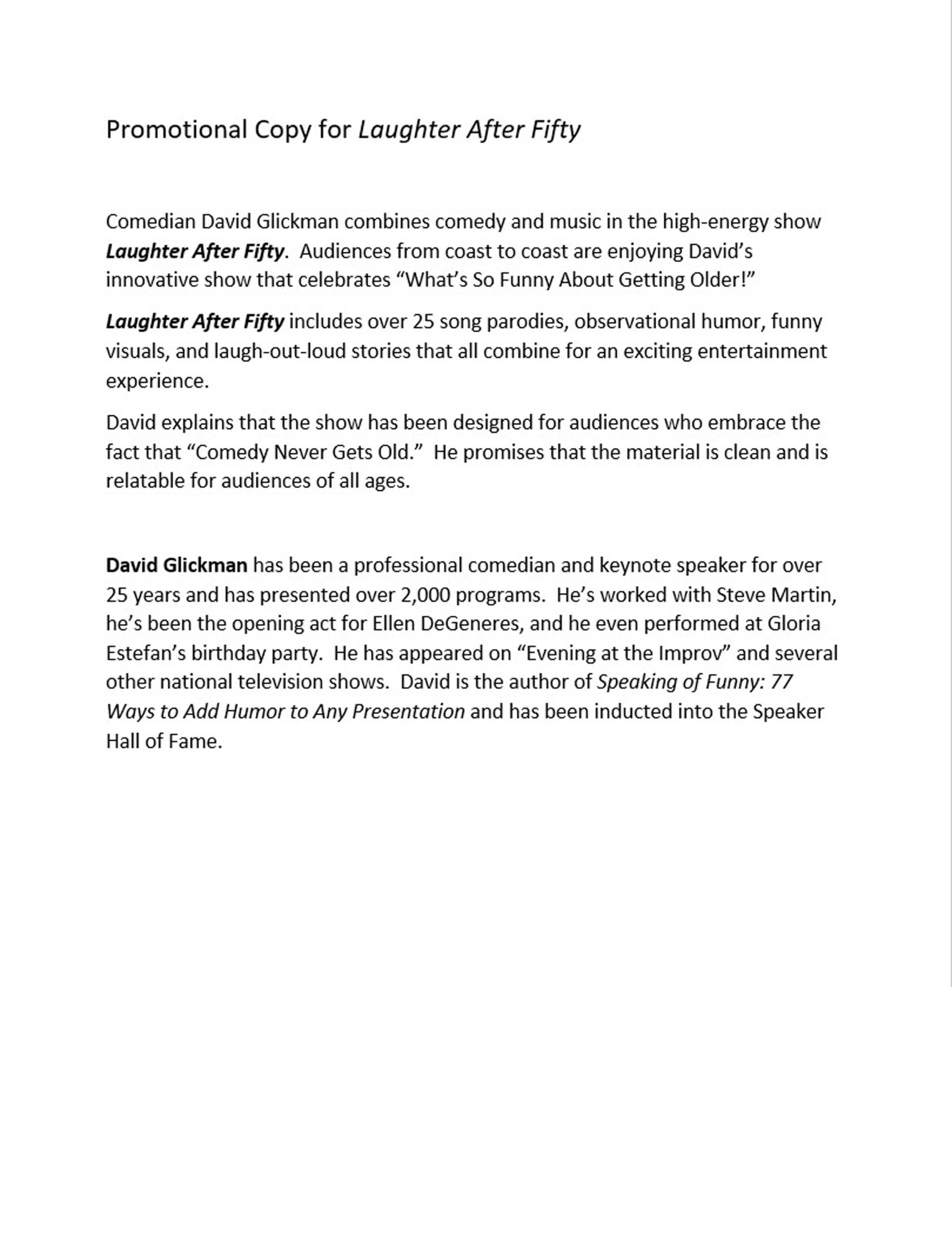 promo copy | David Glickman